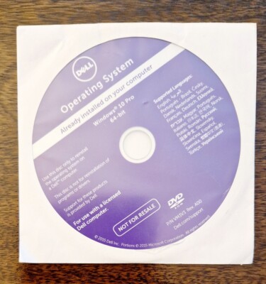 Dell Microsoft Windows 10 Professional 64 bit OS Installation DVD Disk ...