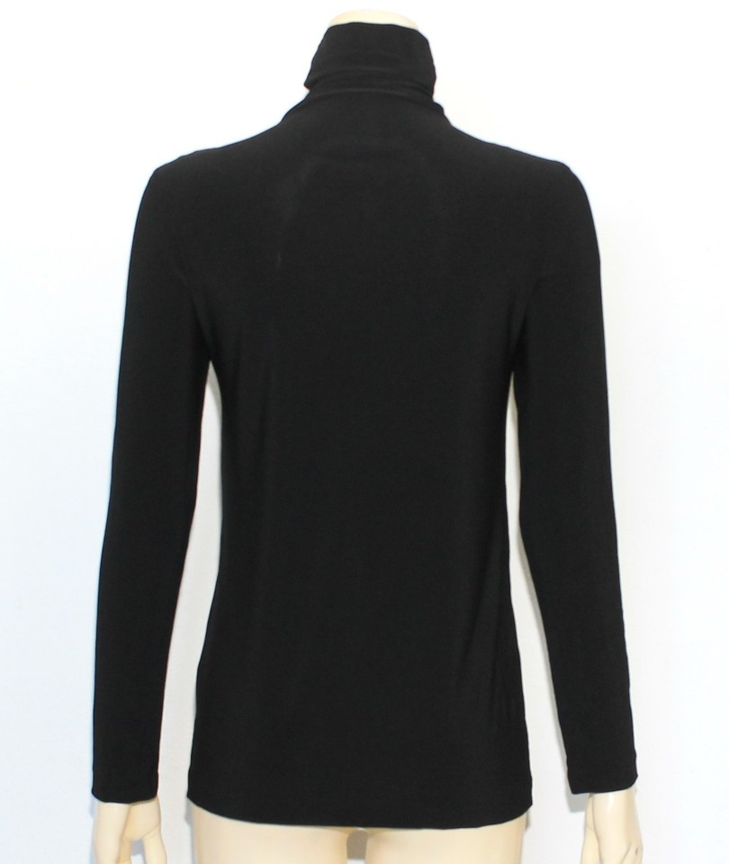 NWOT Norma Kamali Black Turtleneck Long Sleeve Stretch Top Size S | eBay
