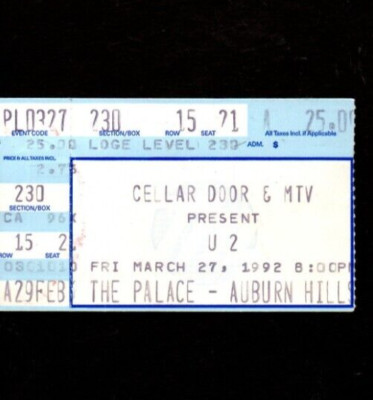 U2 CONCERT TICKET STUB vtg 90s Zoo TV Tour PALACE Detroit Auburn Hills ...
