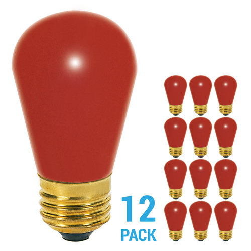 12 Pack RED Patio String Light Sign Bulb 120V 11W S14 Medium E26 Base ...