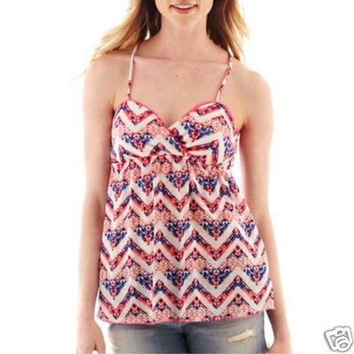 Self Esteem Sleeveless Chevron Print Top Juniors Size S, M, L, XL New ...