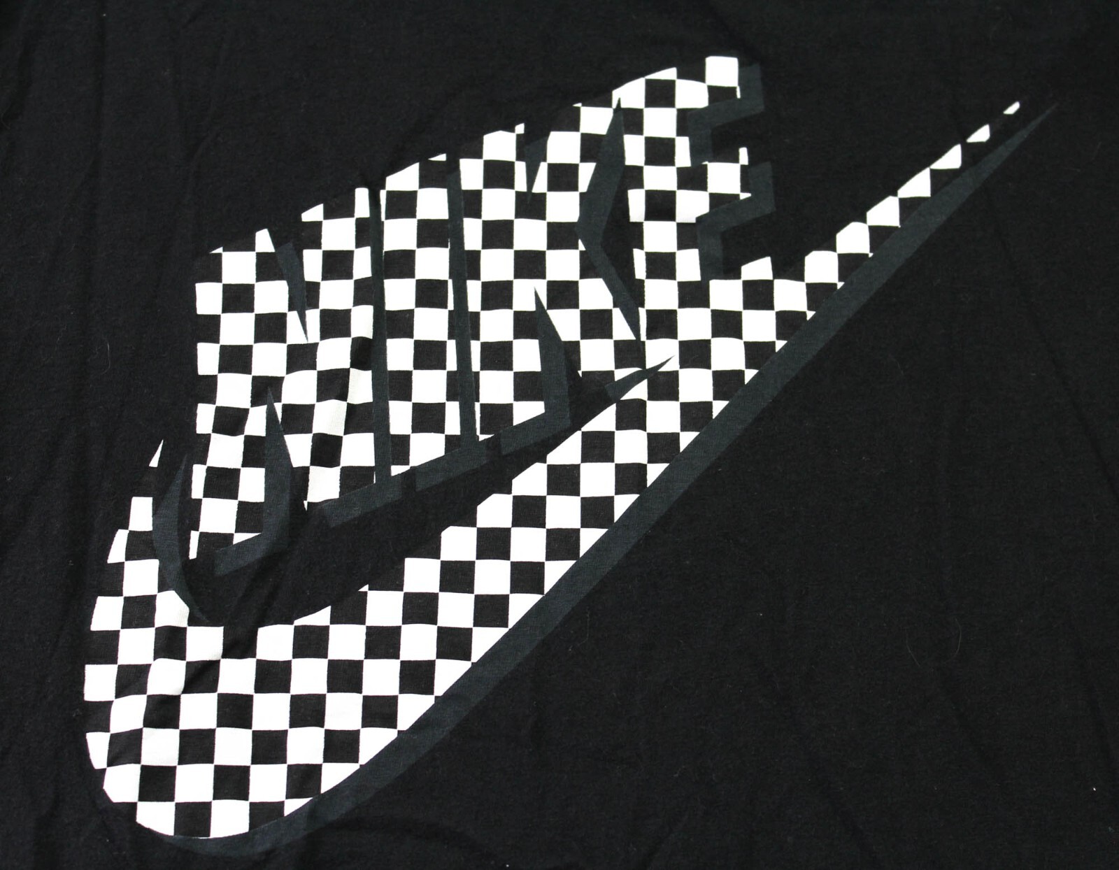 Nike Logo Checkered Men's Short Sleeve T-Shirt Black … - Gem