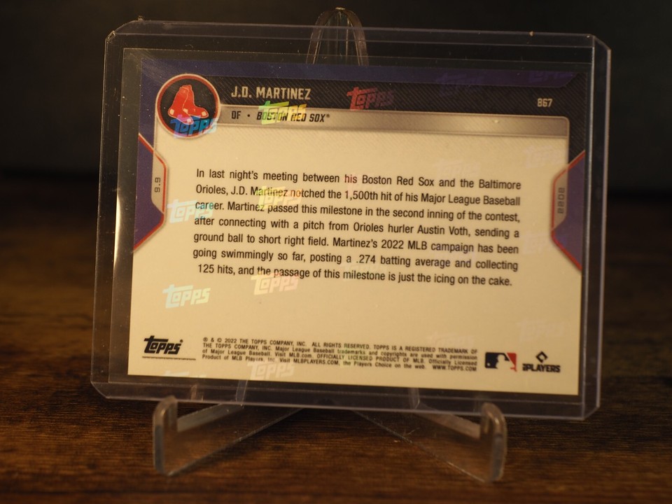 2022 TOPPS NOW BLUE PARALLEL CARD 17/49 BOSTON RED SOX JD MARTINEZ #867 ...