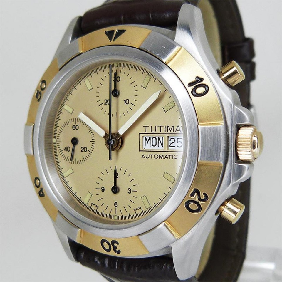 TUTIMA Watch Chronograph 7750 Automatic Gold dial SS 40mm Chronograph ...