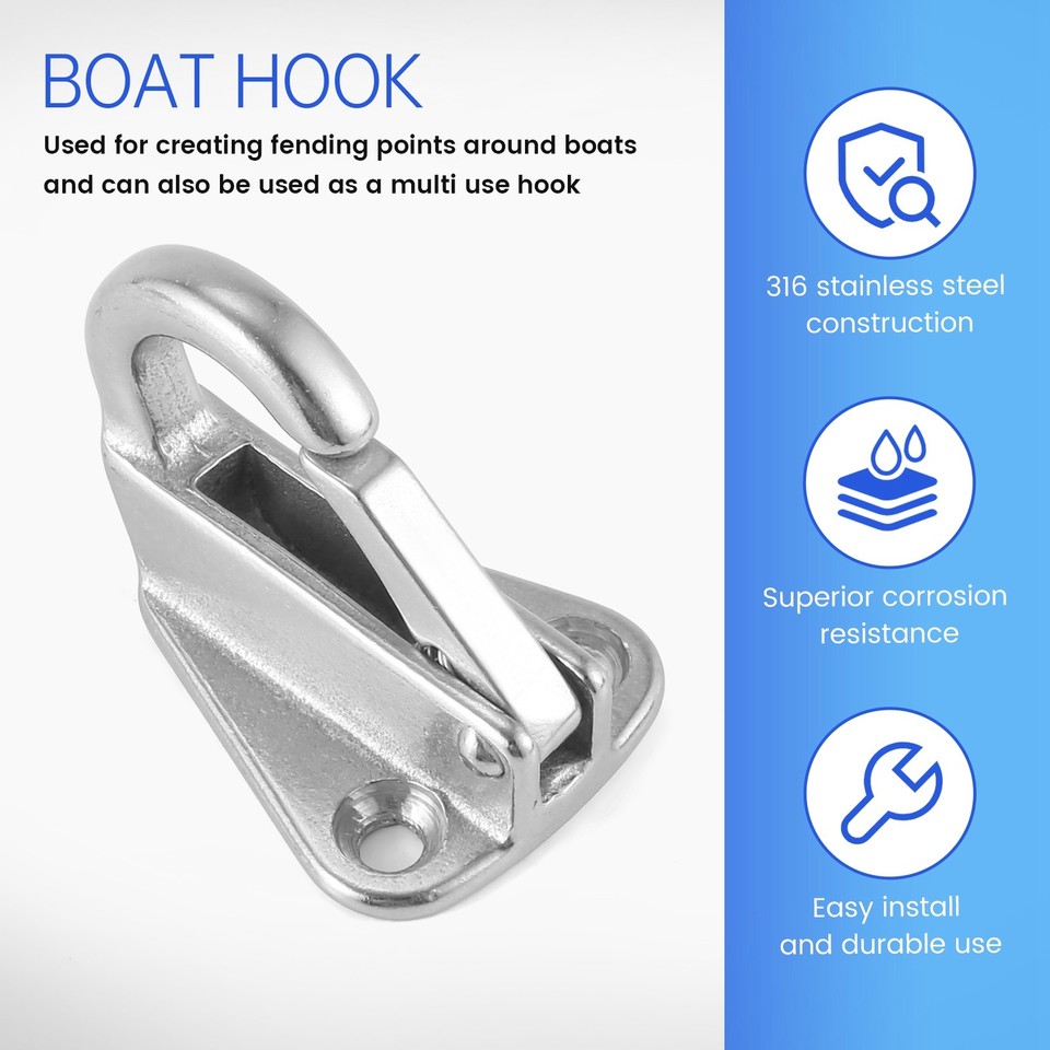 Marine Boat Hooks Stainless Steel Spring Snap Type Fending Hook Hanger ...