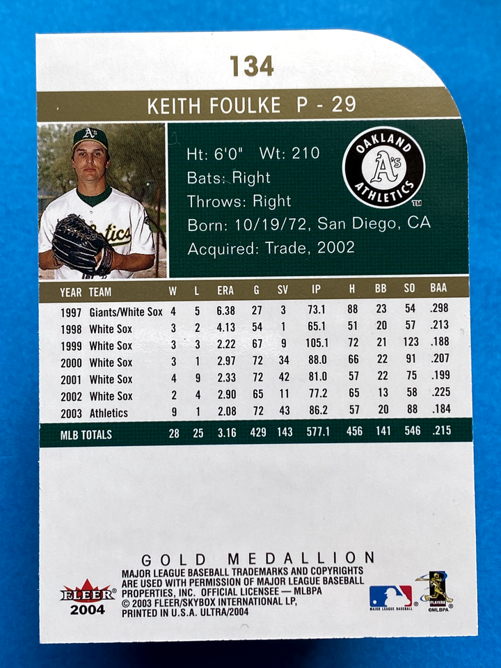 2004 Ultra Gold Medallion Keith Foulke #134 | eBay