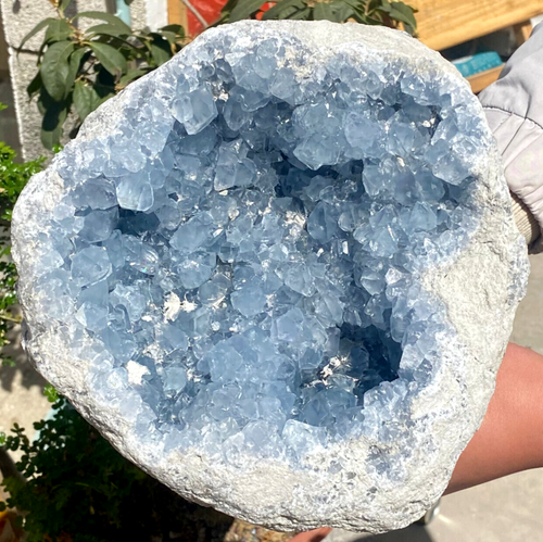 22.39LB Large Natural Blue Celestite Crystal Geode Quartz Cluster ...