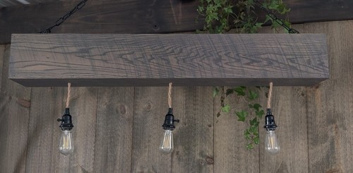 White Oak Box Beam 3 Light Chandelier With Slate Gray Stain | eBay