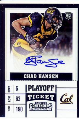chad hansen rookie rc draft auto autograph california cal bears college ...