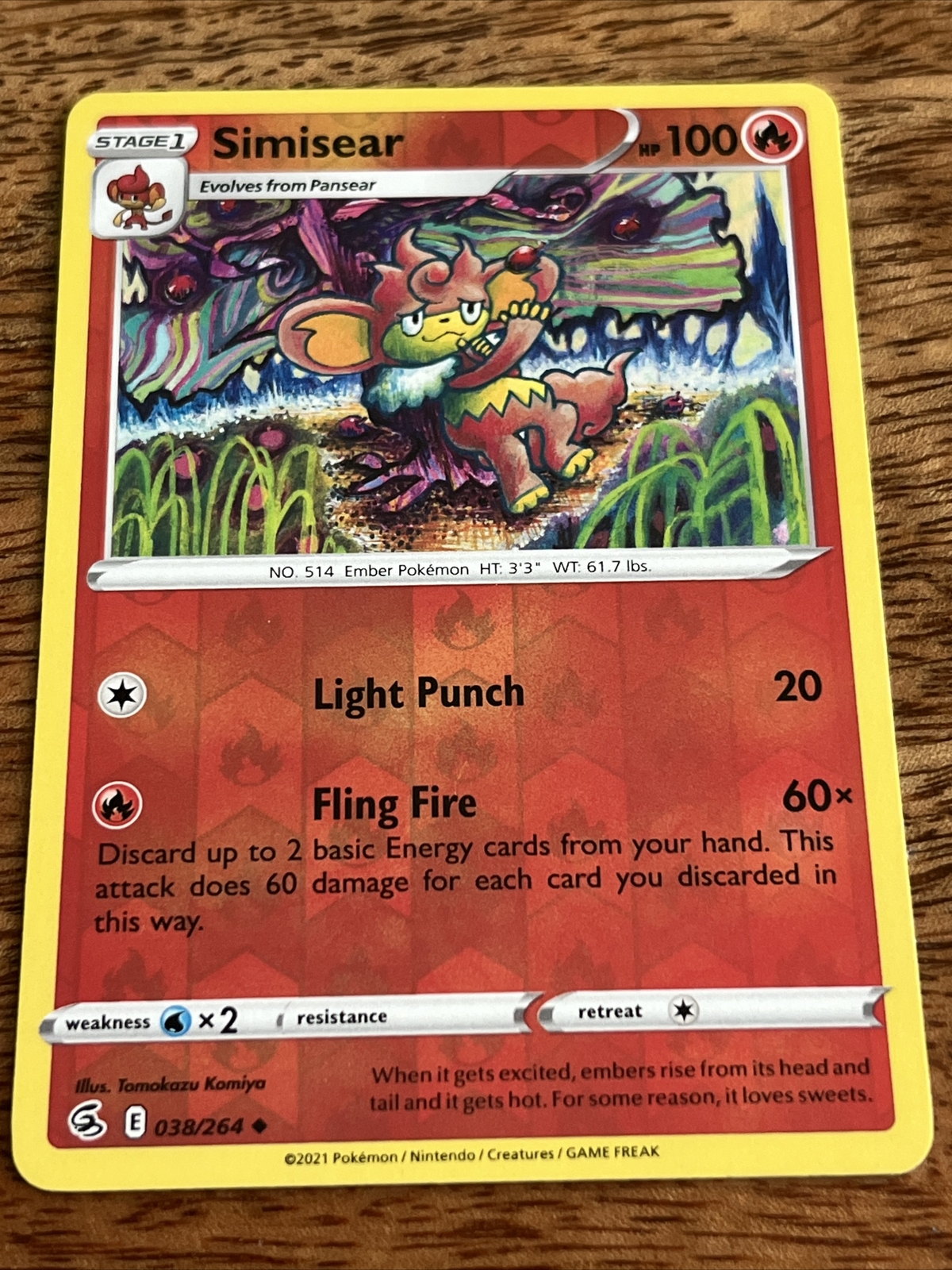 Simisear Pokemon Card 038/264 Reverse Holo | eBay