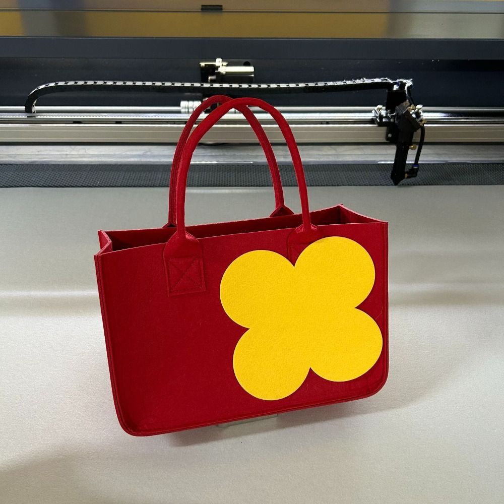 Flower Pattern Felt Shoulder Bag Large Capacity Crossbody Bags Daily ...