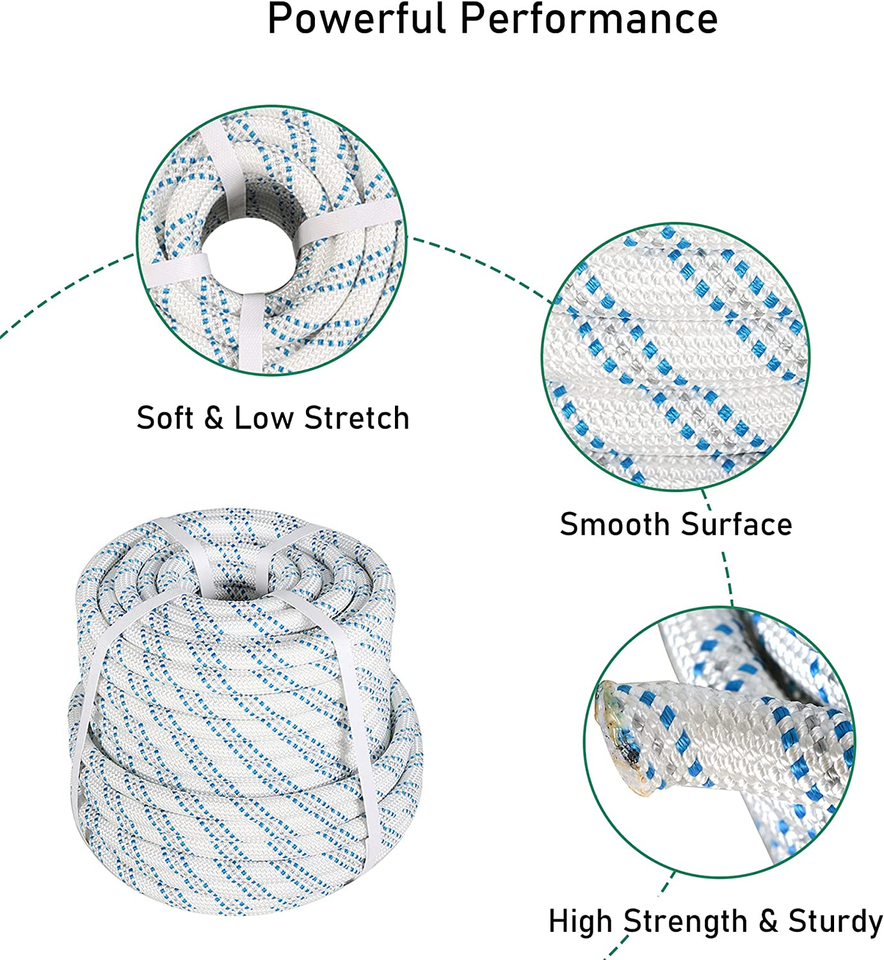 3/4 Inch X 150 Feet Double Braid Polyester Rope, Arborist Bull Rope ...