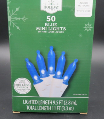 Holiday Time 50 Indoor/Outdoor Blue LED Mini Christmas Lights | eBay