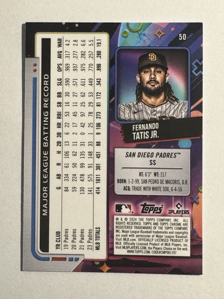 2024 Topps Cosmic Chrome Green Space Dust Refractor #50 Fernando Tatis ...