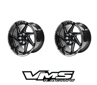 15X8 VMS RACING TYPHOON BLACK POLISHED DRAG RIMS WHEELS 4X100/4X114 ...