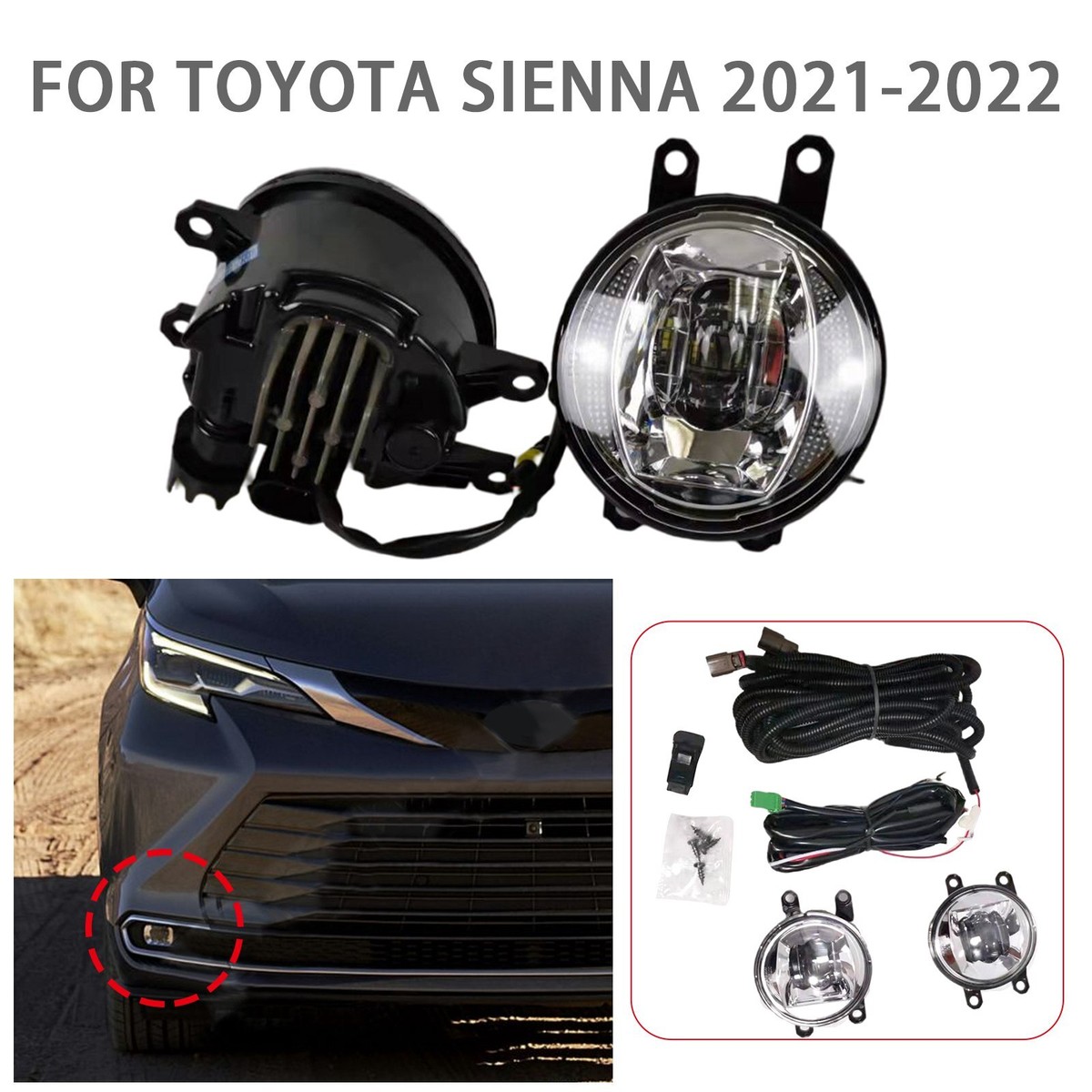 OEM 81210-08040 Replacement LED Fog Lights For Toyota Sienna 2021-2024 ...