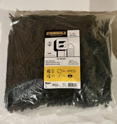 Stronghold S7-50-M0 Cable Tie, Black, 7.4, Nylon 6.6, AH-2, Pack Of ...