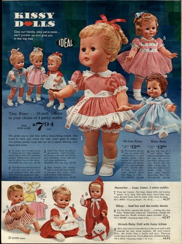 1964 PAPER AD COLOR Toddler Doll Walker Writing Trunk Kissy Ideal Baby ...