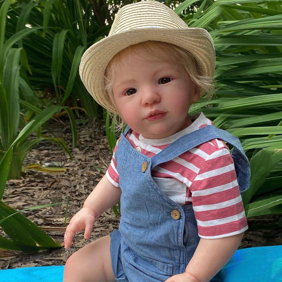 Artist 28in Finished Reborn Doll Cloth Body Rooted Hair Toddler Doll ...