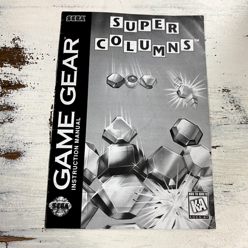 Super Columns (Sega Game Gear, 1995) Instruction Manual Only *NO GAME ...
