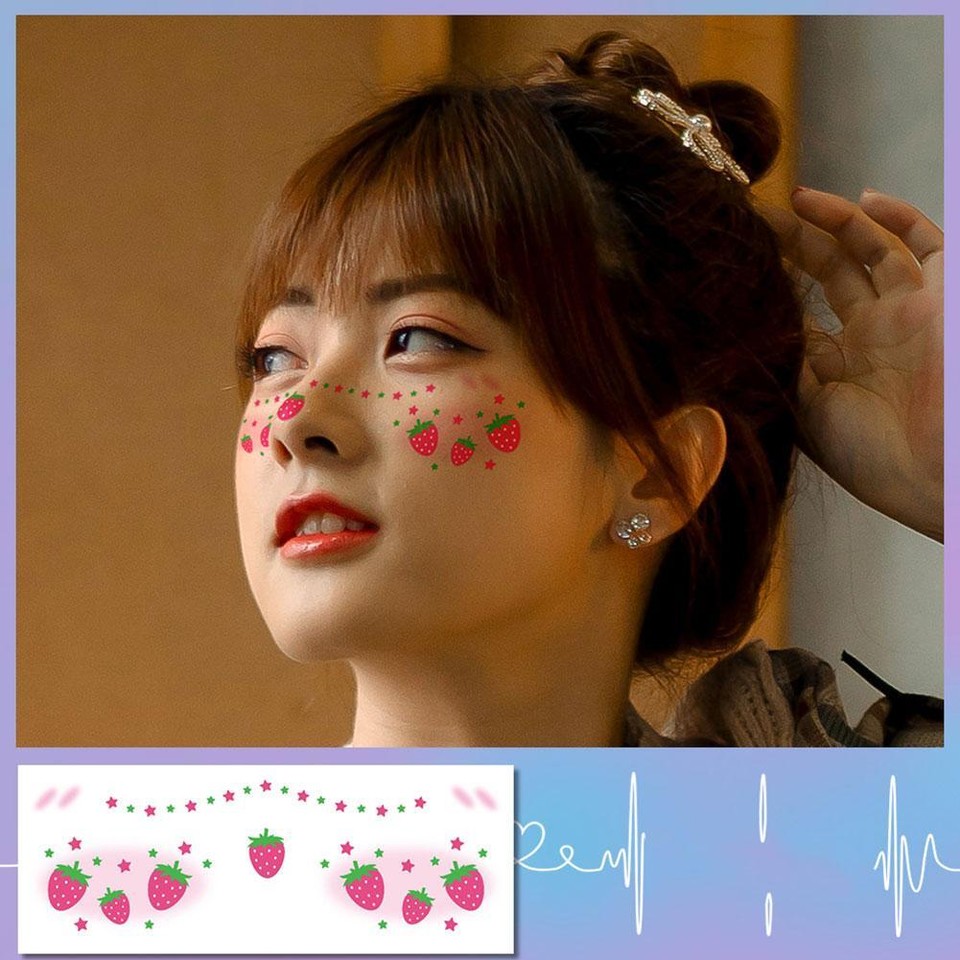 Facial Tattoo Sticker Cute Sweetheart Girl Makeup Face Paste | eBay