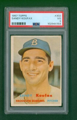 1957 Topps Baseball Card - #302 Sandy Koufax, PSA 3 VG | eBay