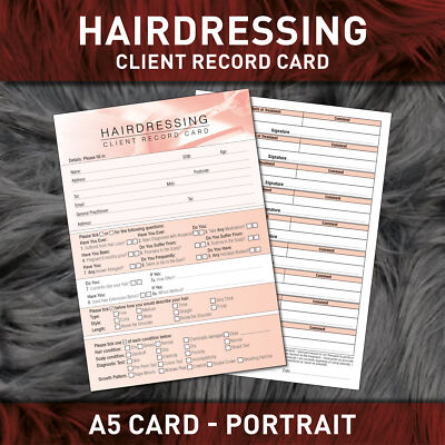 Hairdressing Client Record Card Treatment Consultation Therapists A5 ...