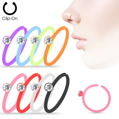 Nose Ring Crystal Set Assorted Color Acrylic Nose Hoop Mix Pack 7 ...