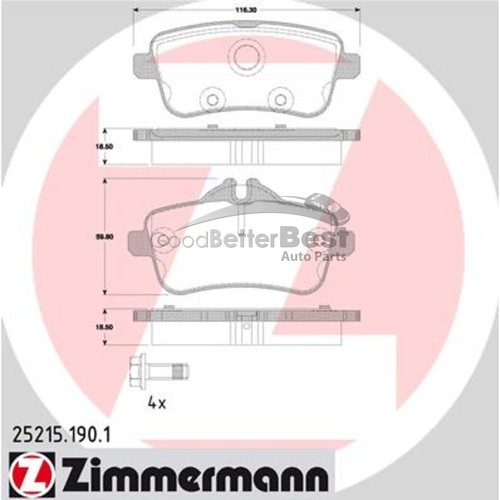 New Zimmermann Disc Brake Pad Set Rear 252151901 0074208320 for ...