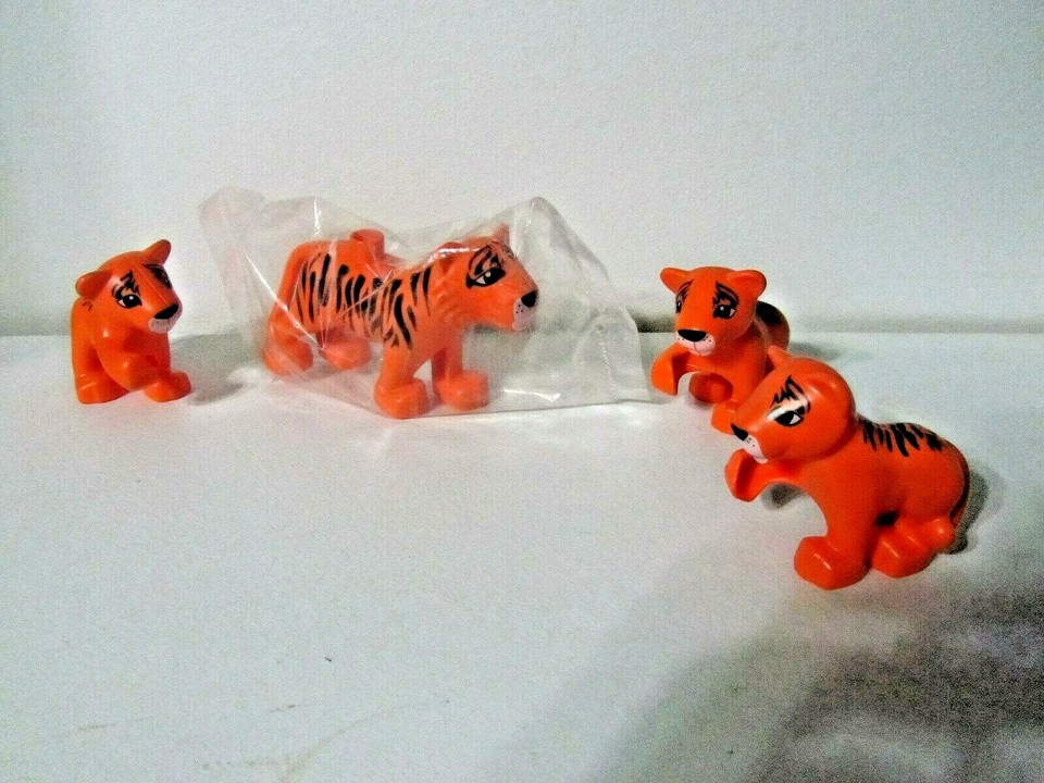 Lego Duplo Tiger Animals Lot Set Adult Mom & Baby Cubs Orange/Black Lot ...
