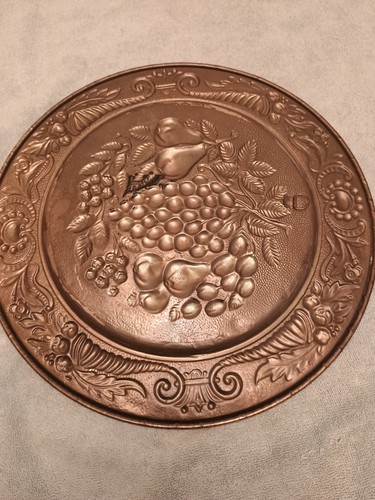 14" Copper Plate With Fruit Design Vtg | eBay