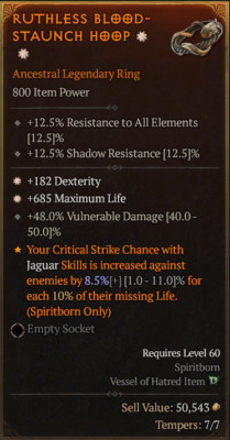 Spirit Born Ring 2GA Dex Life PREMIUM Diablo 4 SEASON 6 SC D4 PS5 Xbox ...