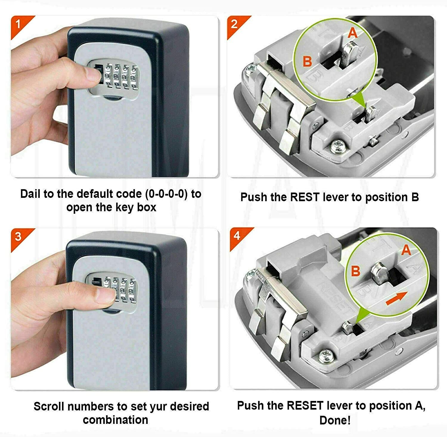 WALL MOUNTED KEY SAFE 4 DIGIT COMBINATION KEY SAFE OUTDOOR SECURITY KEY ...