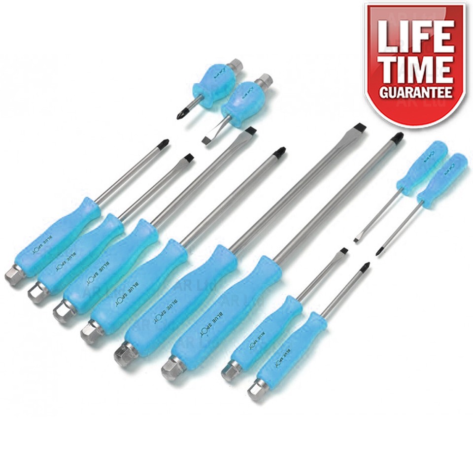 Screwdriver Set HEAVY DUTY Pozi/Cross Slotted/Flat SCREWDRIVERS PX#0-PX ...