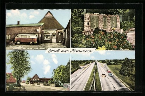 Ansichtskarte Hammoor, Gemischtwaren Zum alten Landhaus, Autobahn ...
