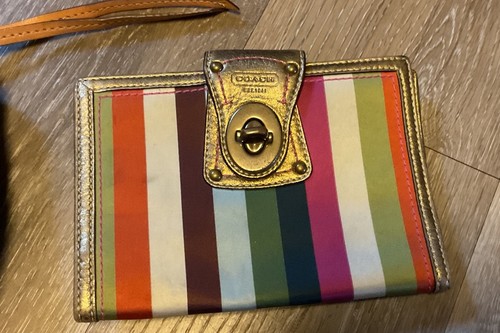 Coach Purse Satin Stripe With Wallet Multicolor | eBay