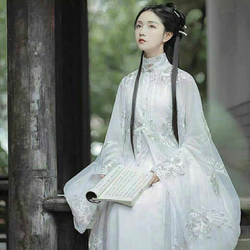 Hanfu Gown Women Chinese Ancient Traditional Embroidered Stand-collar ...