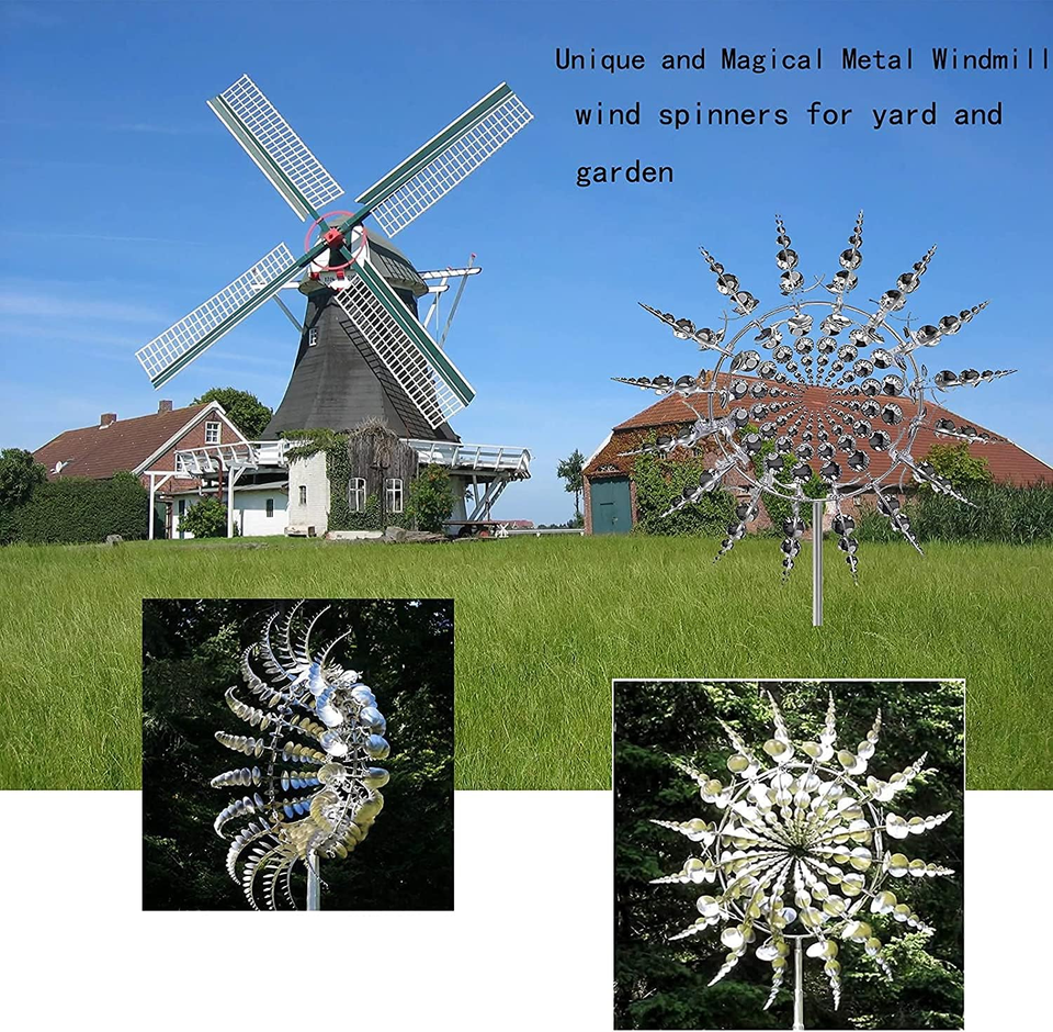 2Pcs Unique and Magical Metal Windmill, 3D Wind Powered Kinetic ...