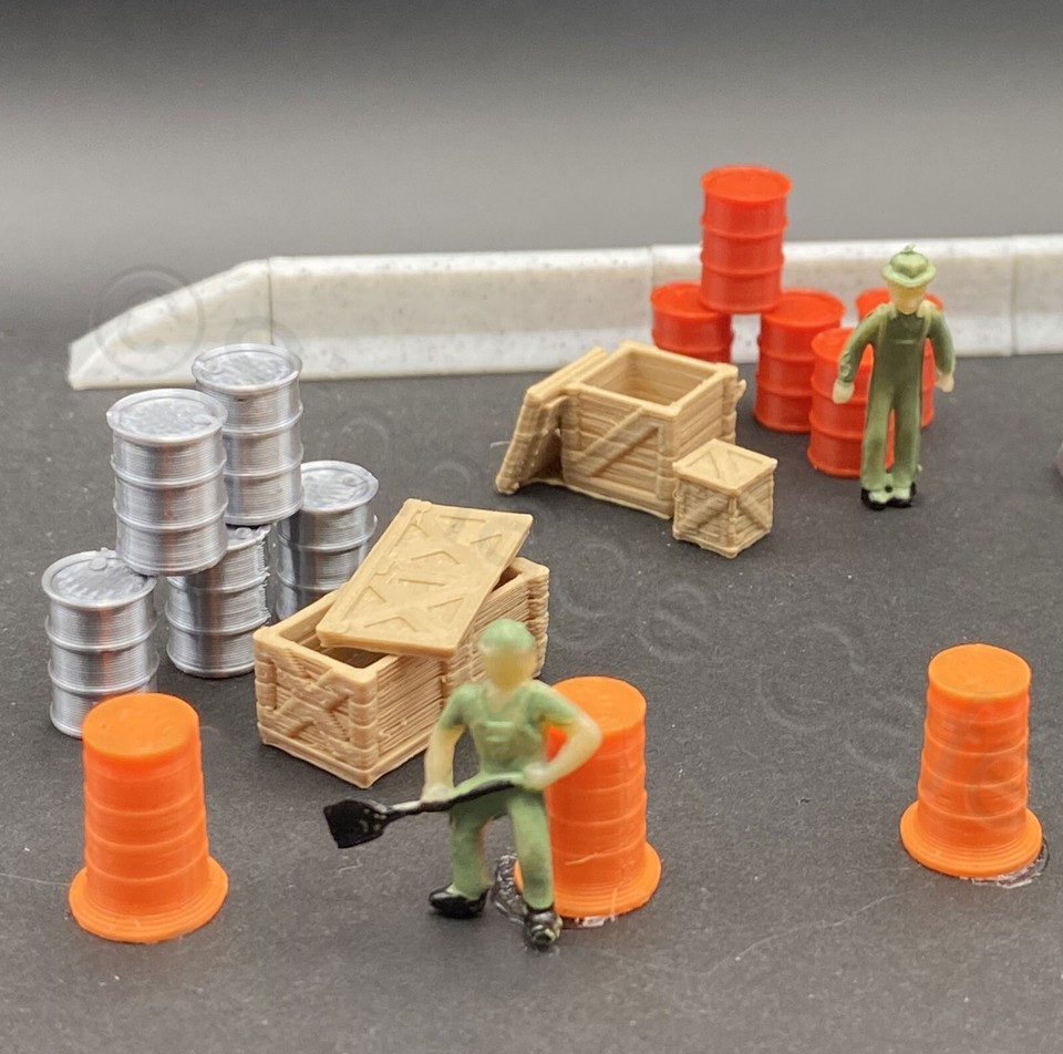 77 pc HO Scale ROAD CONSTRUCTION - 3D Model Railroad Train Scenery with ...