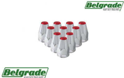 Chrome Plastic Lug Nut Cover M22x1.5 10pk | 33mm x 3in | Red | Bullet ...