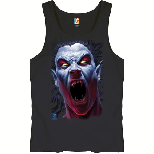 Screaming Vampire Demon Tank Top Scary Halloween Nightmare Spooky Men's ...