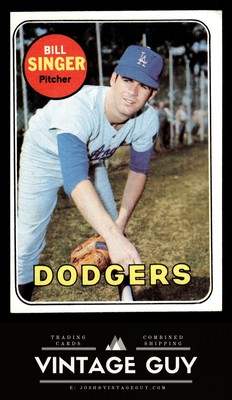 1969 Topps #575 Bill Singer Vintage Los Angeles Dodgers Baseball Card ...