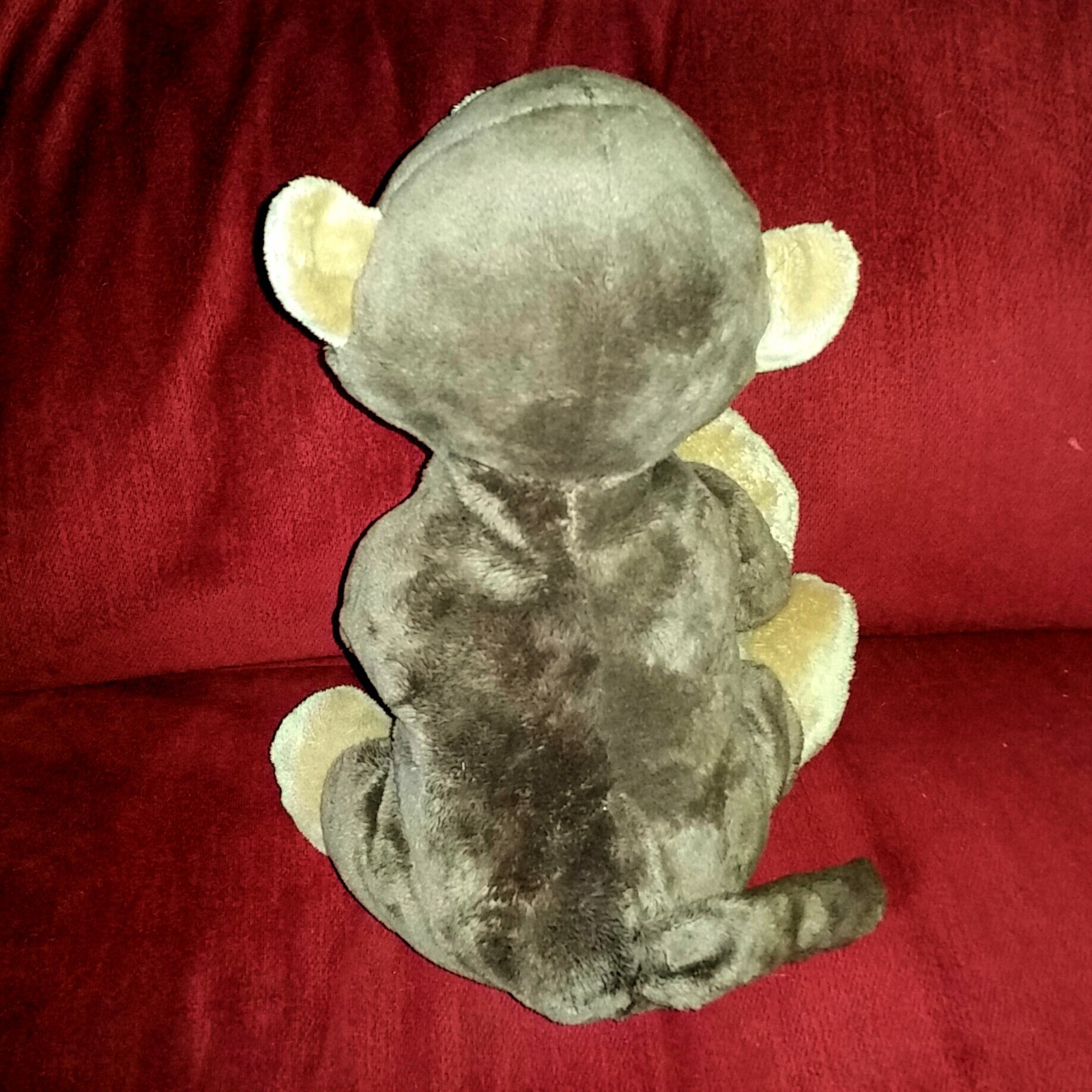 KellyToy MONKEY Brown Tan Velour Soft Fur 12" Sitting Bean Bottom Plush ...