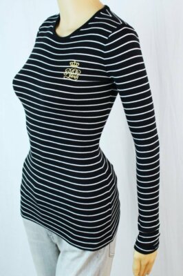 Ralph Lauren Ladies Long Sleeve Top~Black/White~LRL Monogram~NWT | eBay