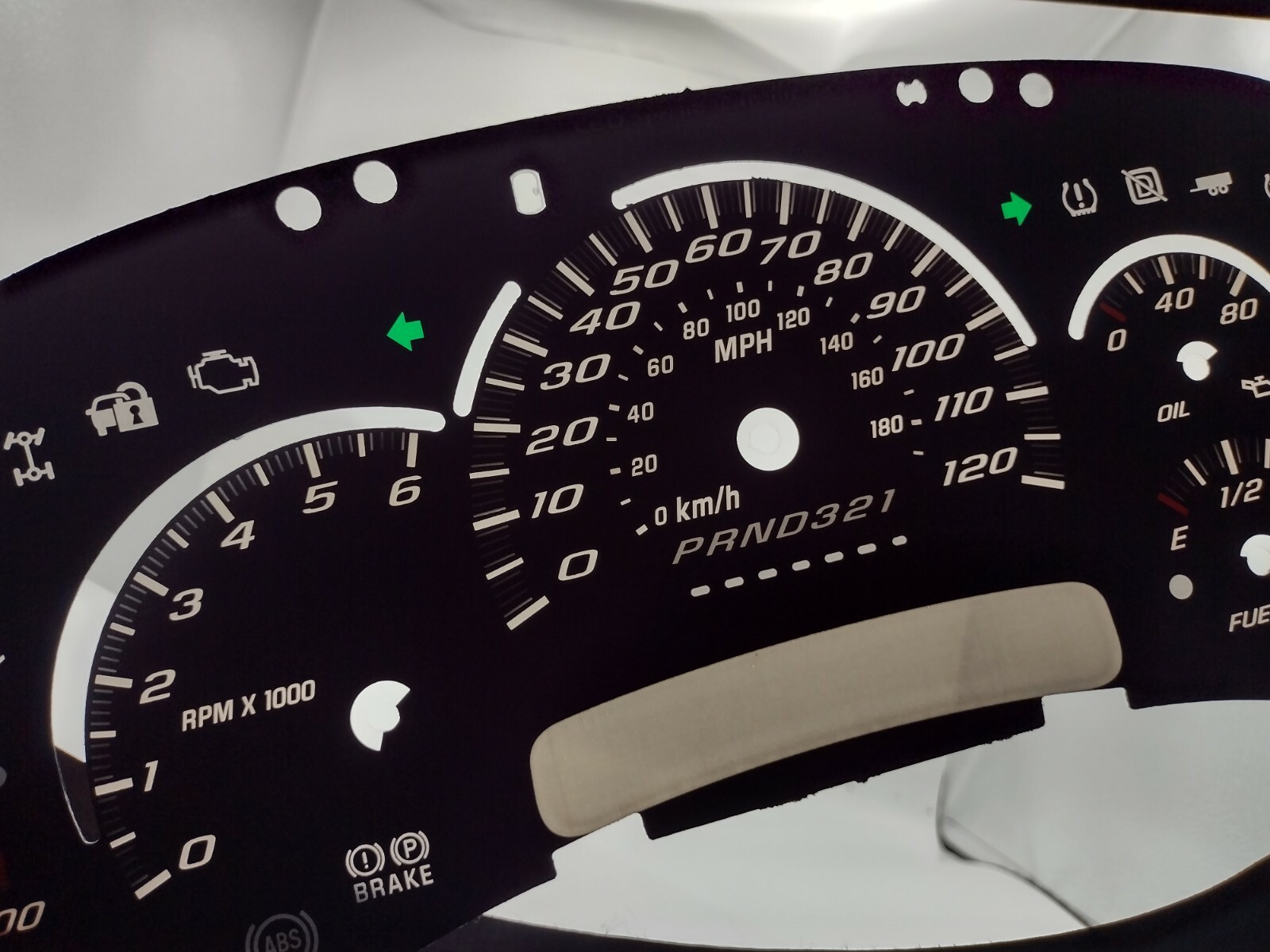 US Speedo SS Black Gauge Face Overlay for GM Clusters 03-05 2500 Gas ...