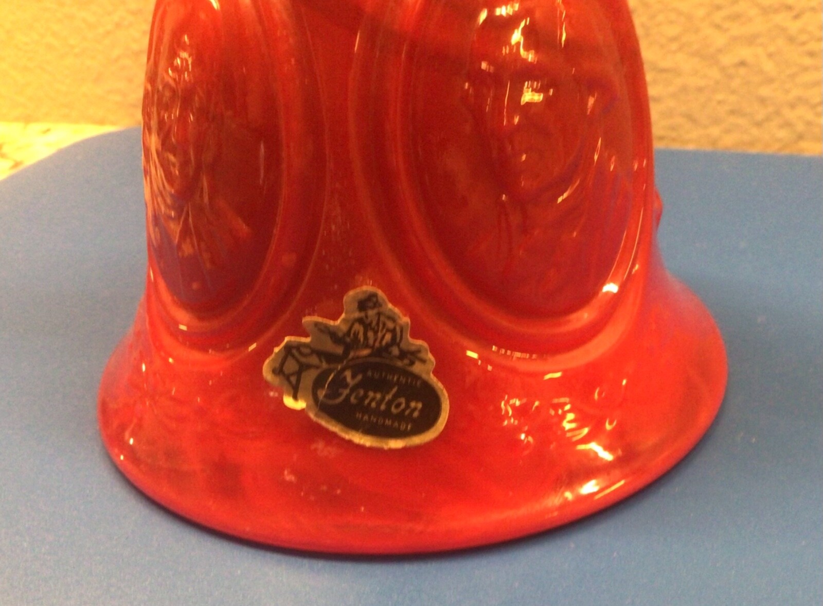 Fenton Red Slag Glass Bicentennial Bell Eagle Glows Cadmium 6.5in | eBay