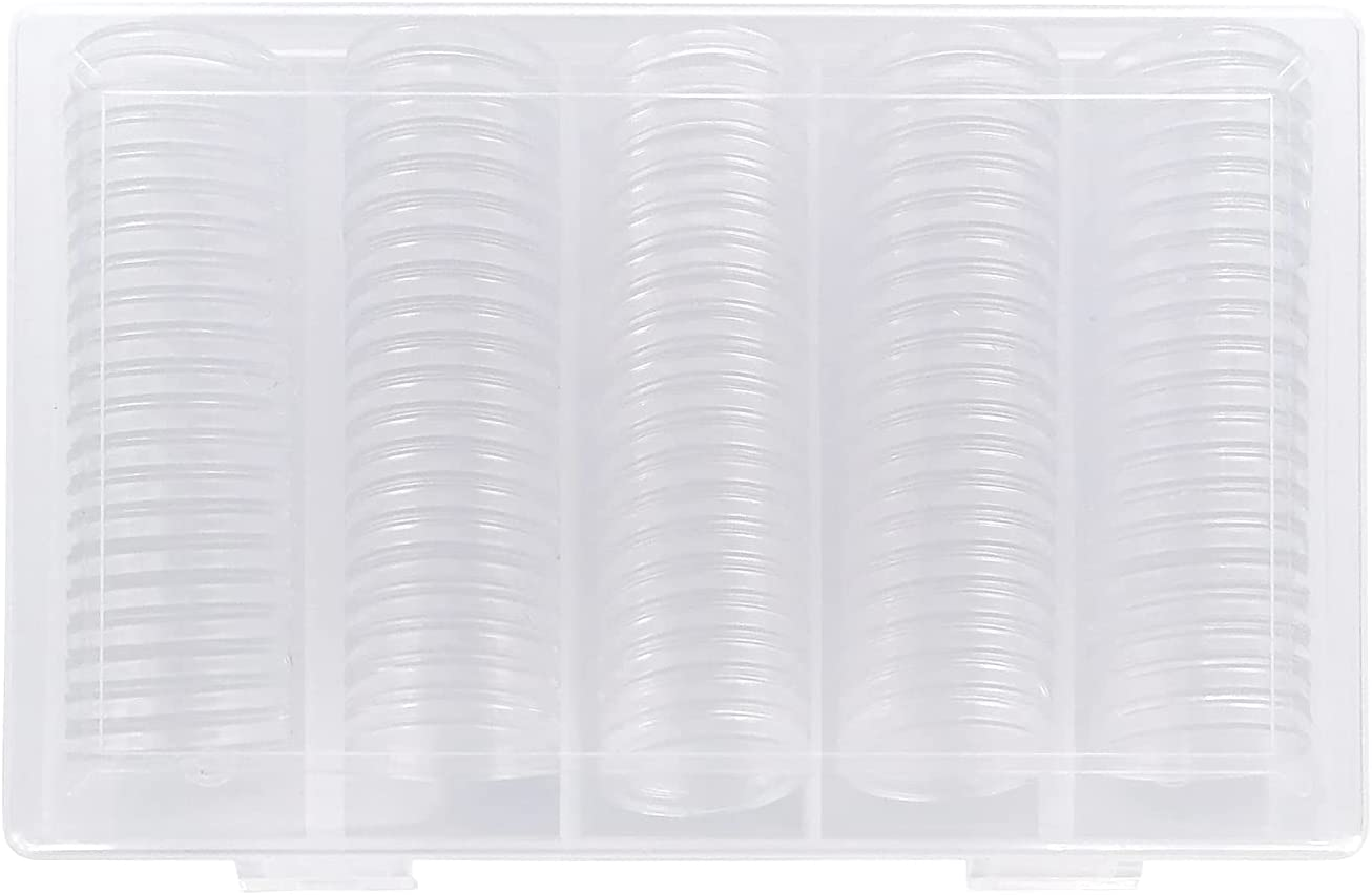 Plastic 25 Mm Coin Container Case Collection Supplies Capsules Holder ...