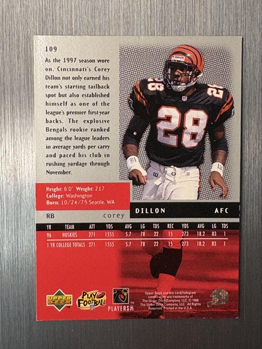 1998 Upper Deck Black Diamond #109 Corey Dillon | eBay