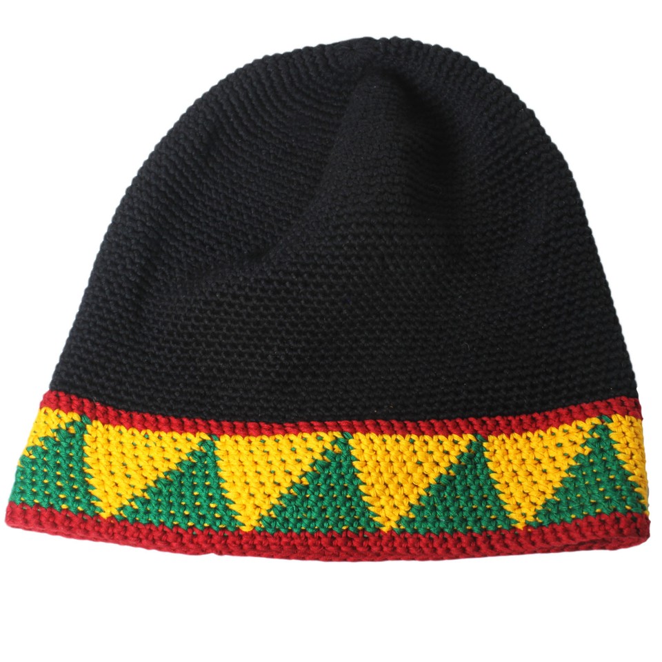 Handmade Crochet Beanie Cap Hat Africa Rasta Reggae Jamaica Surfer XL ...