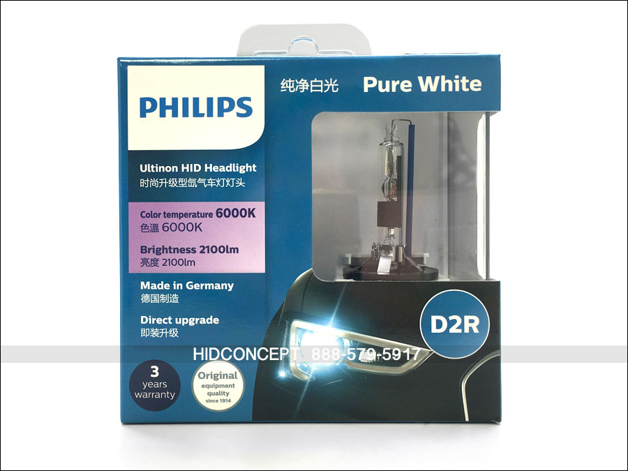 Philips D2R ULTINON 6000K HID Xenon Headlight Bulbs 85126WX 35W Germany ...